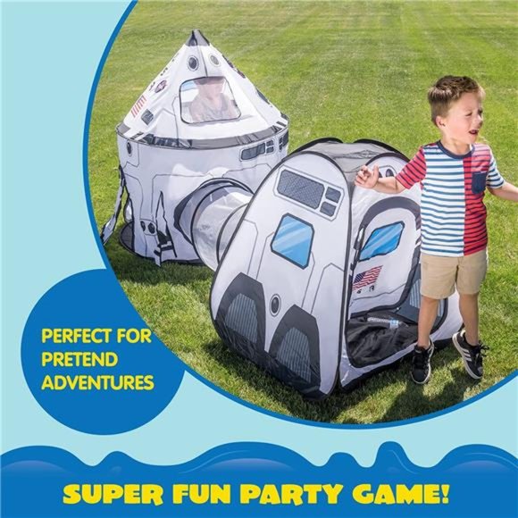 Toys | White Rocket Ship Play Tent Pop Up Play Tent With Tunnel And ...